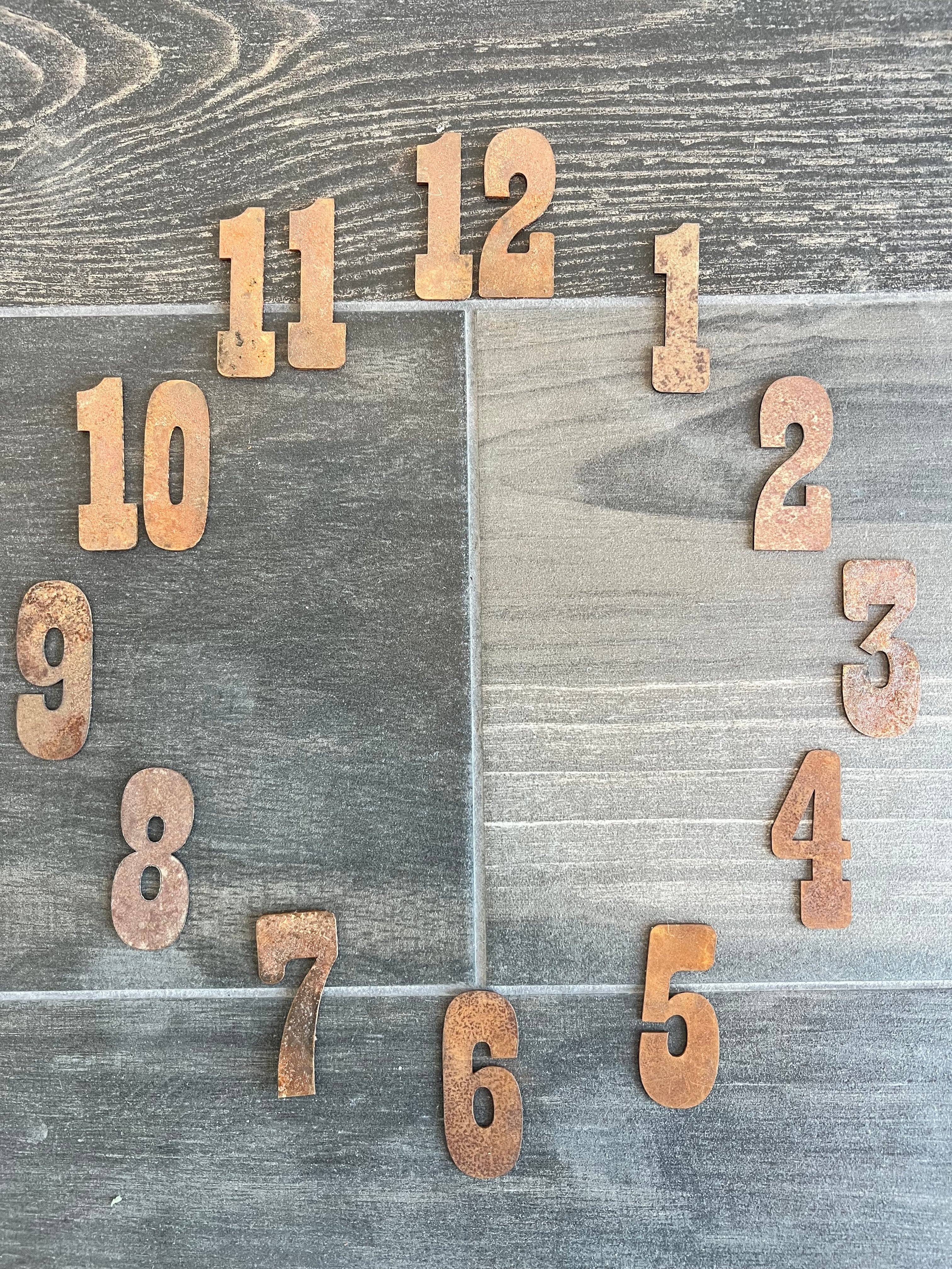 2 Inch Clock Number Set - Includes Numbers 1-12 - Rusty or Natural Ste